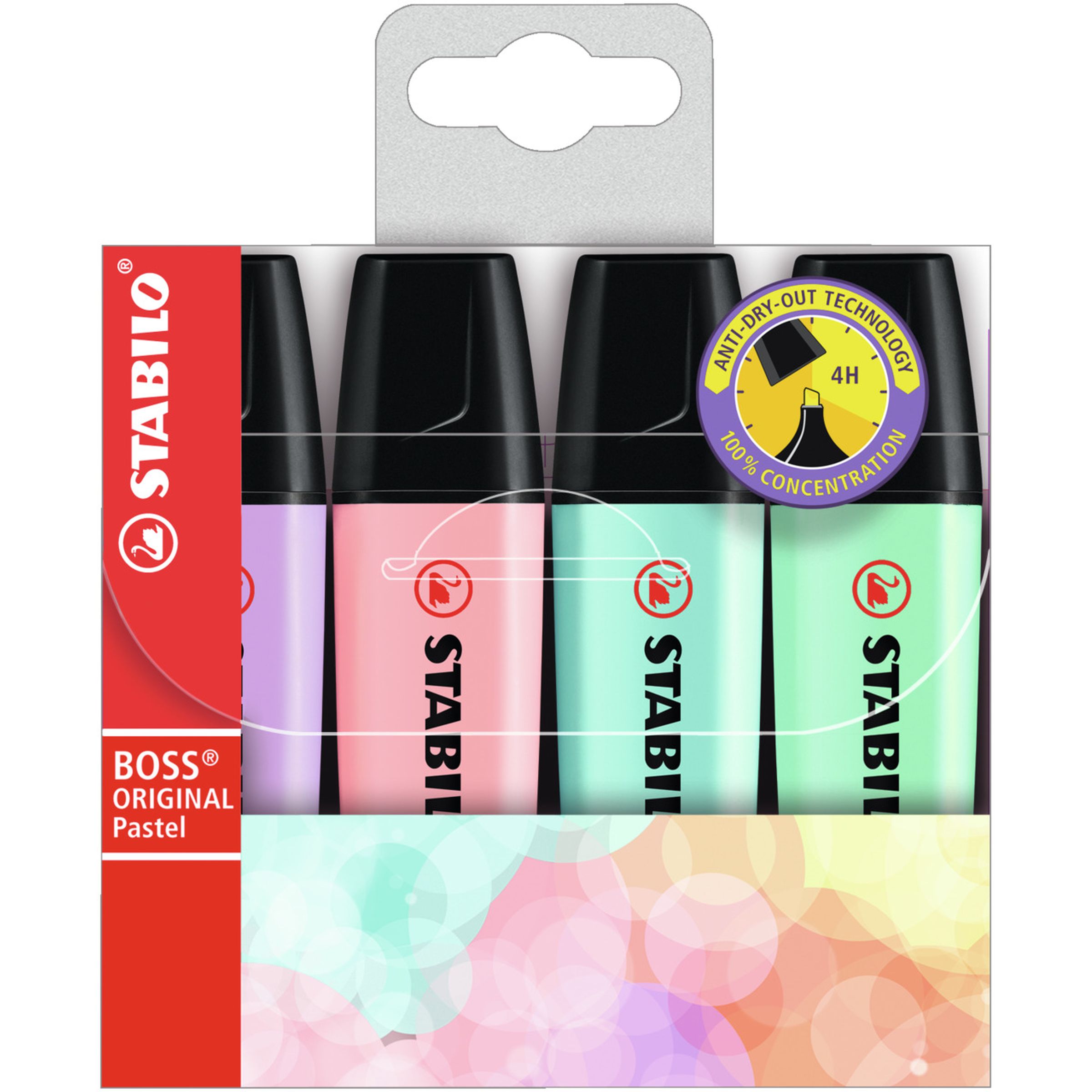 STABILO BOSS ORIGINAL Textmarker Pastel 4er Pack Minzgrün, Rouge, Lila ...