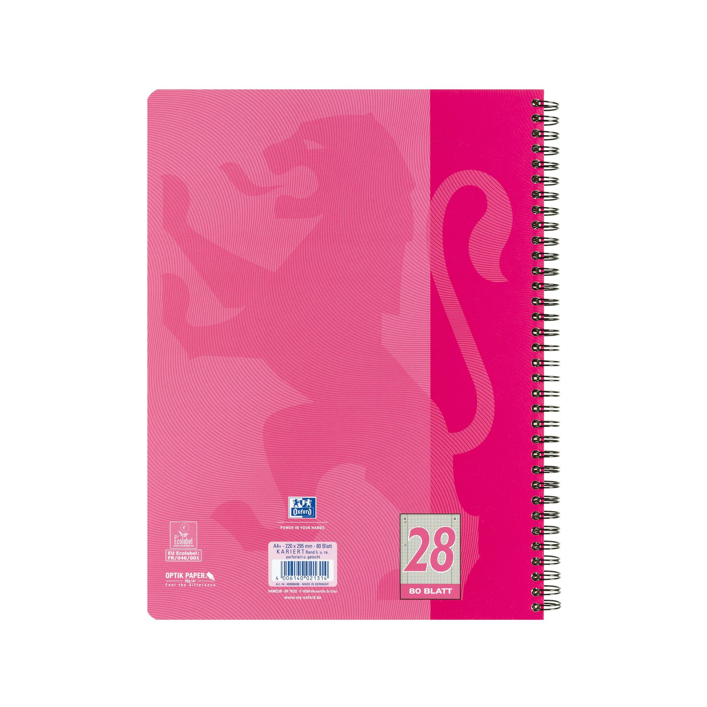 Oxford Collegeblock Touch' Kariert Lineatur 28 A4 Pink - Confetti Campus