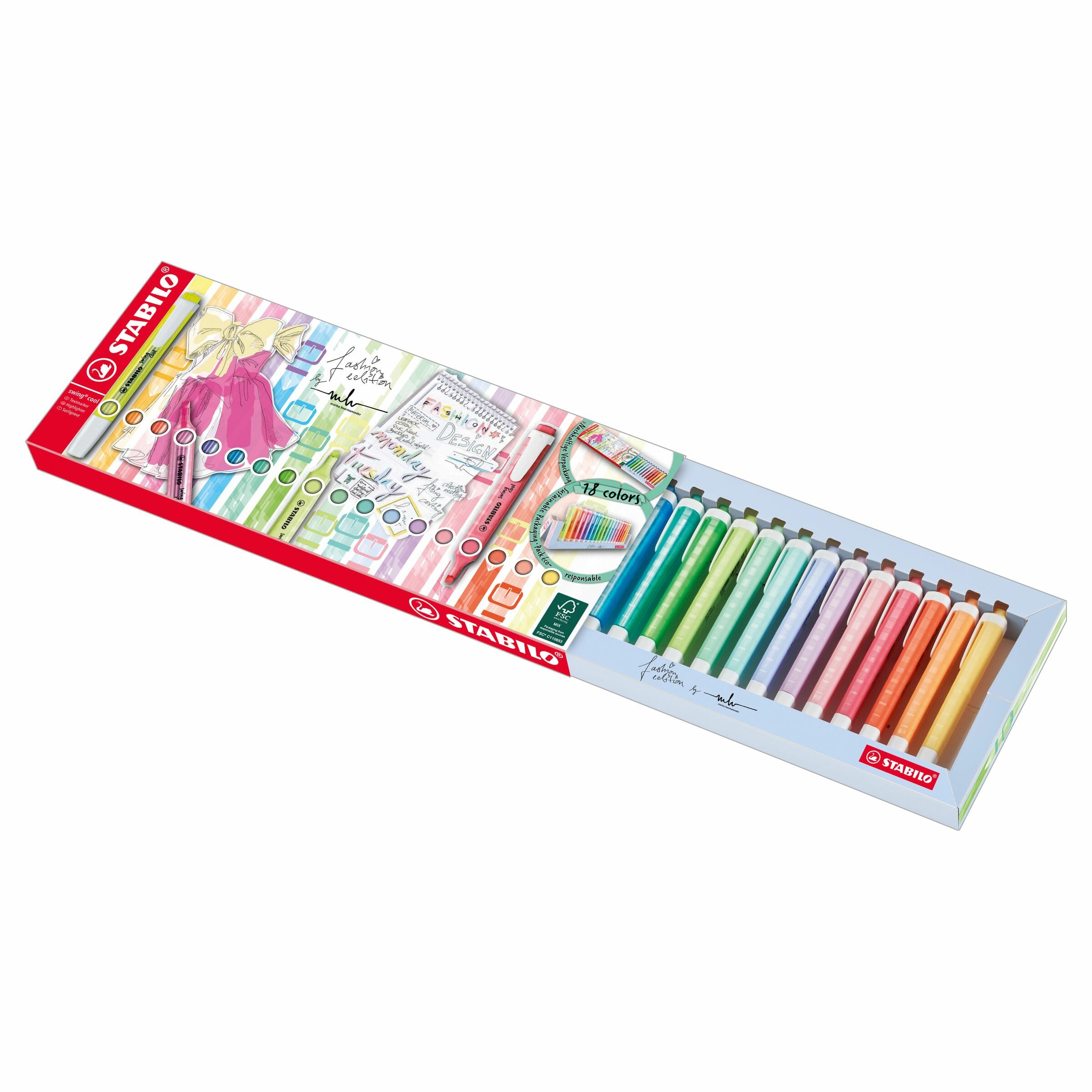 STABILO swing cool Textmarker Tischset 18 Farben - Confetti Campus