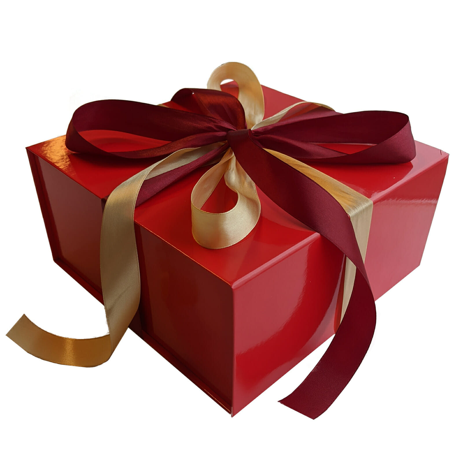 Leitner Geschenkbox Rot mit rot-goldenem Satin-Band