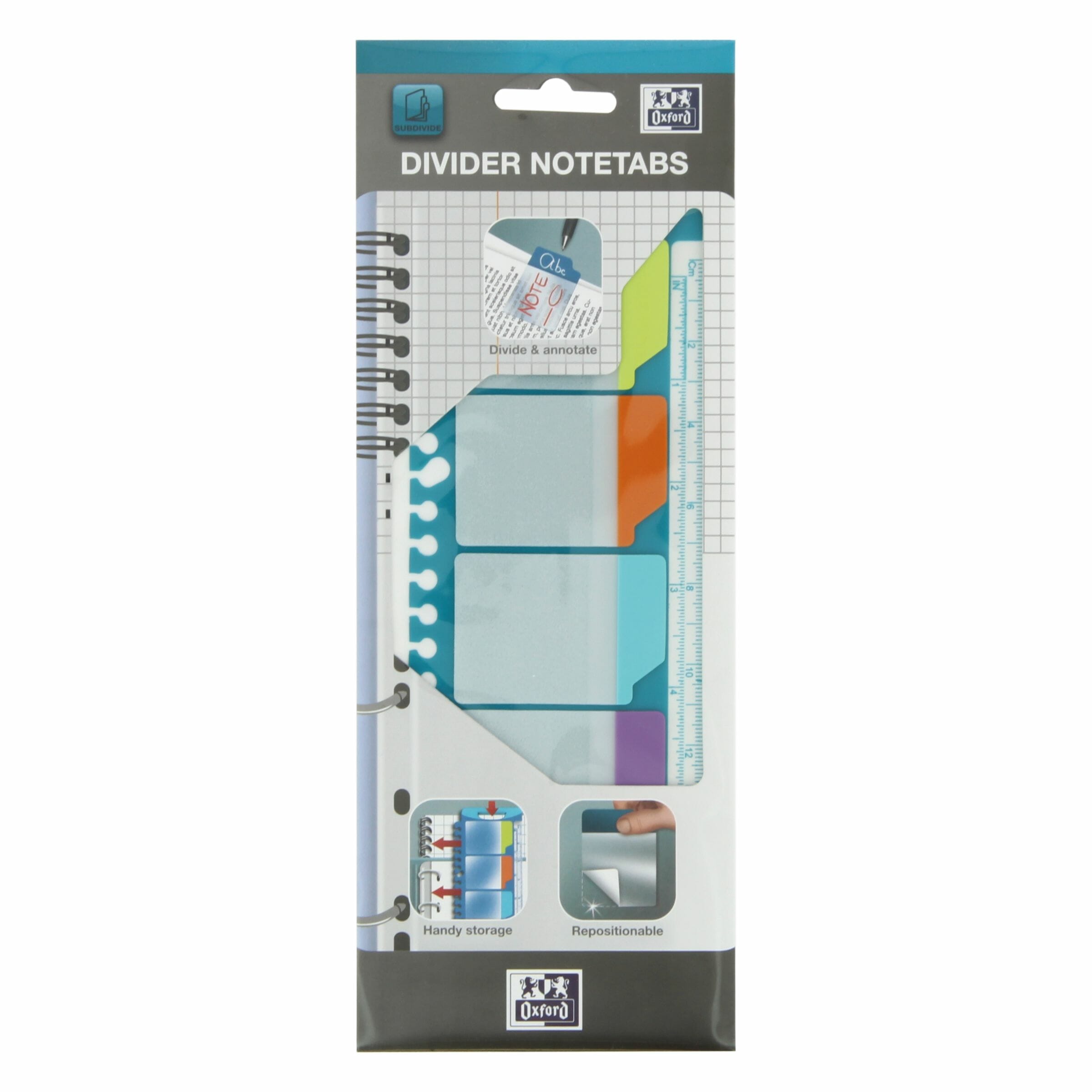 OXFORD Sticky Tab Trennblatt-Lineal mit 25 Klebe-Registern
