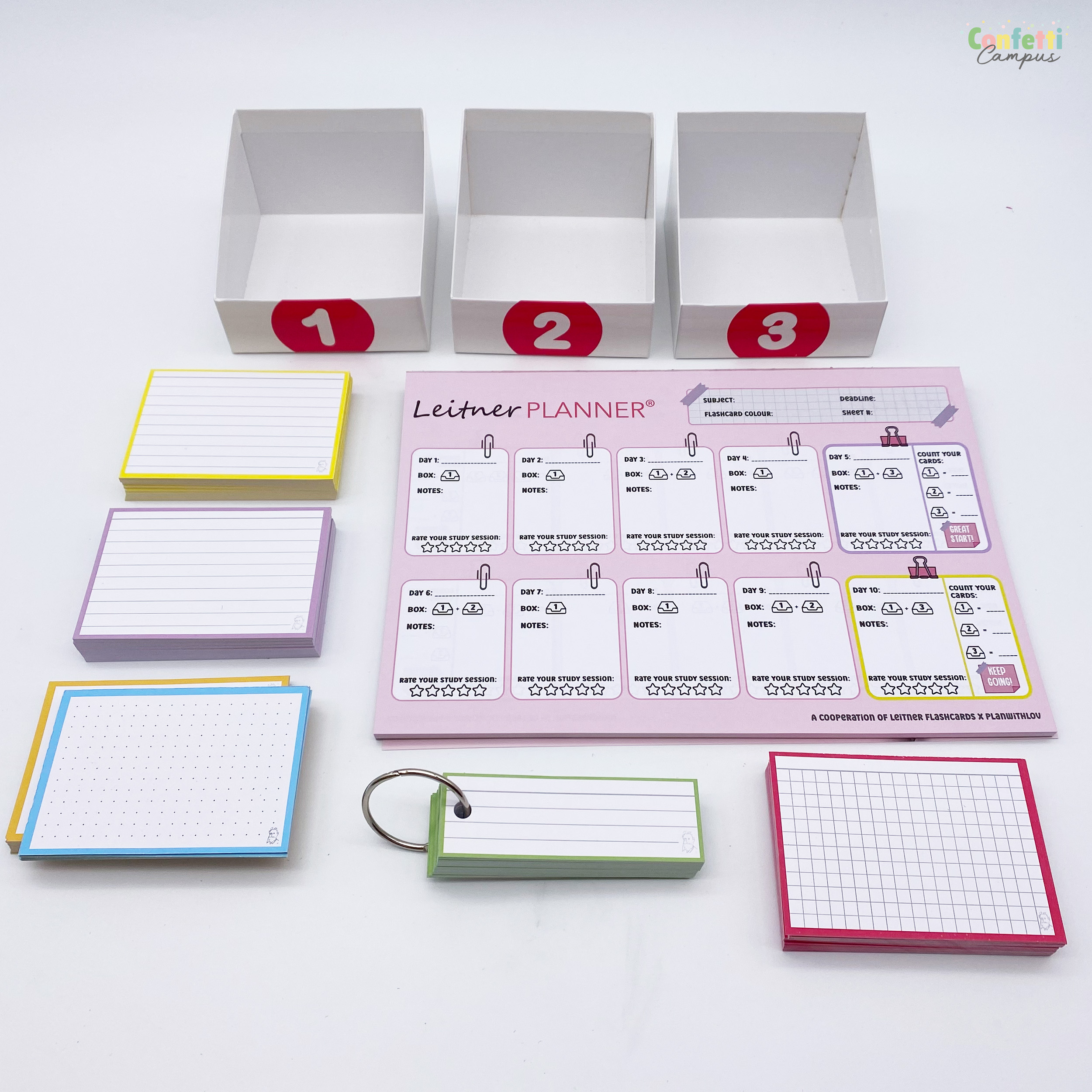 Leitner Flashcards® Leitner System Starterset - Confetti Campus