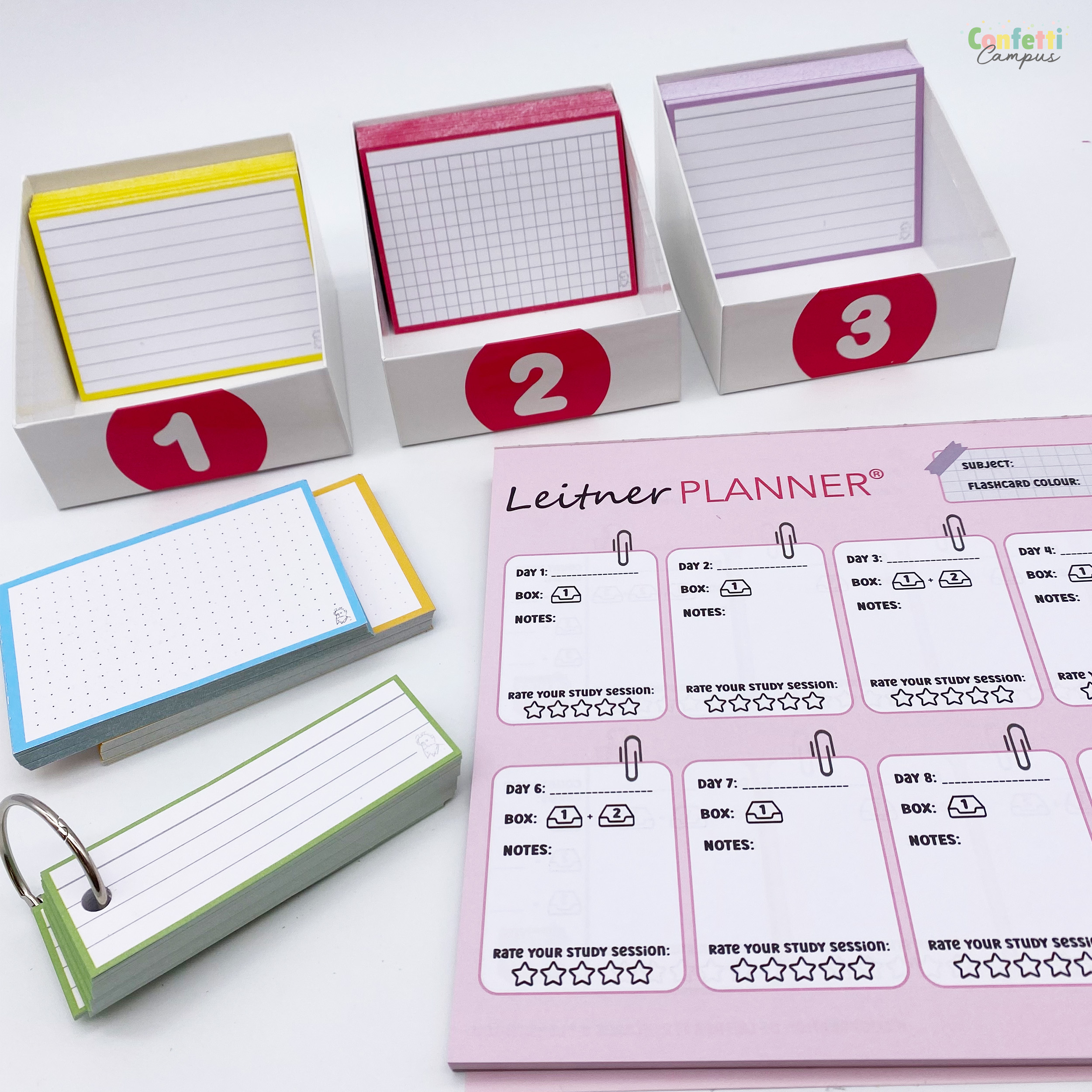 Leitner Flashcards® Leitner System Starterset - Confetti Campus