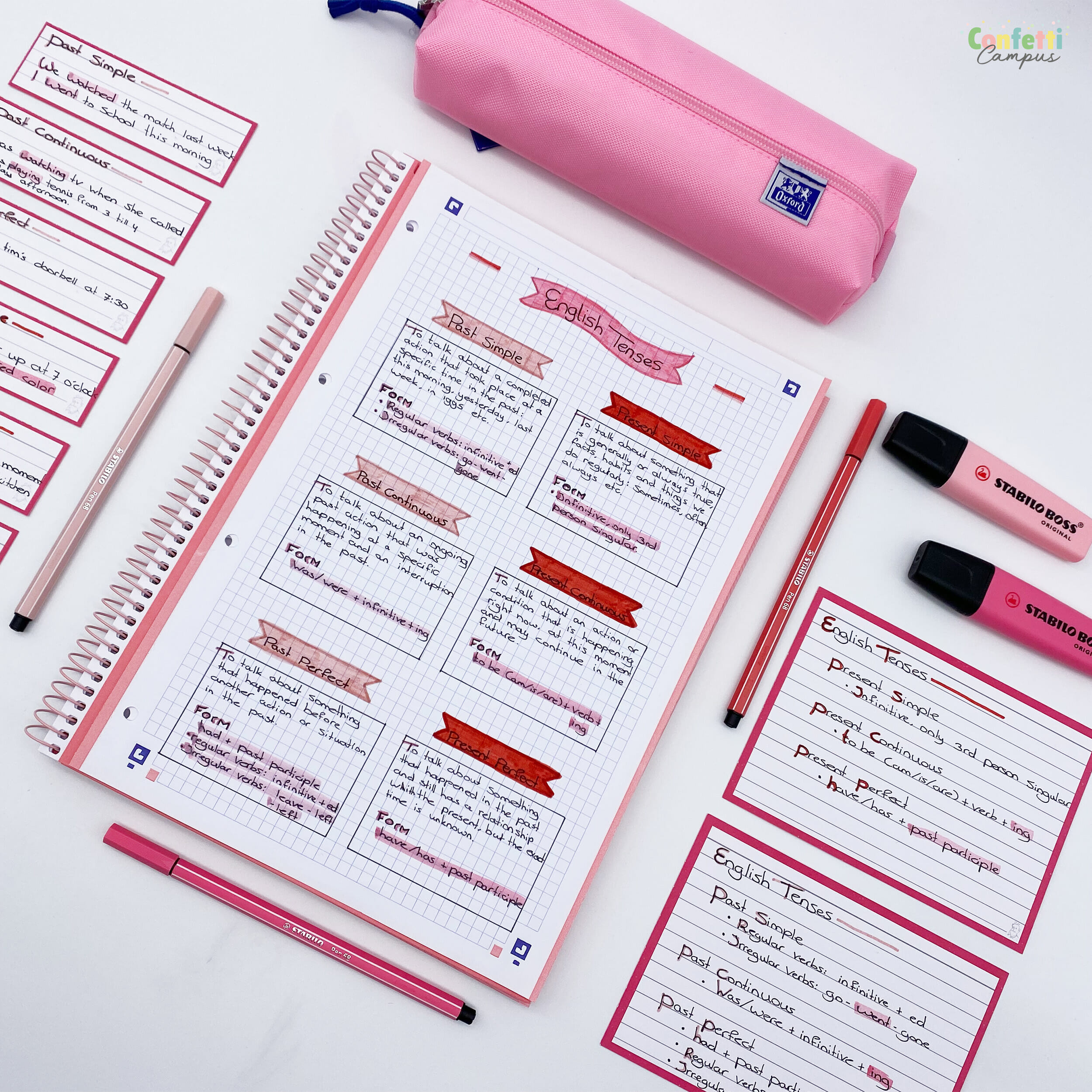 Schöne Notizen Set für Lernzettel & Karteikarten | Confetti Campus