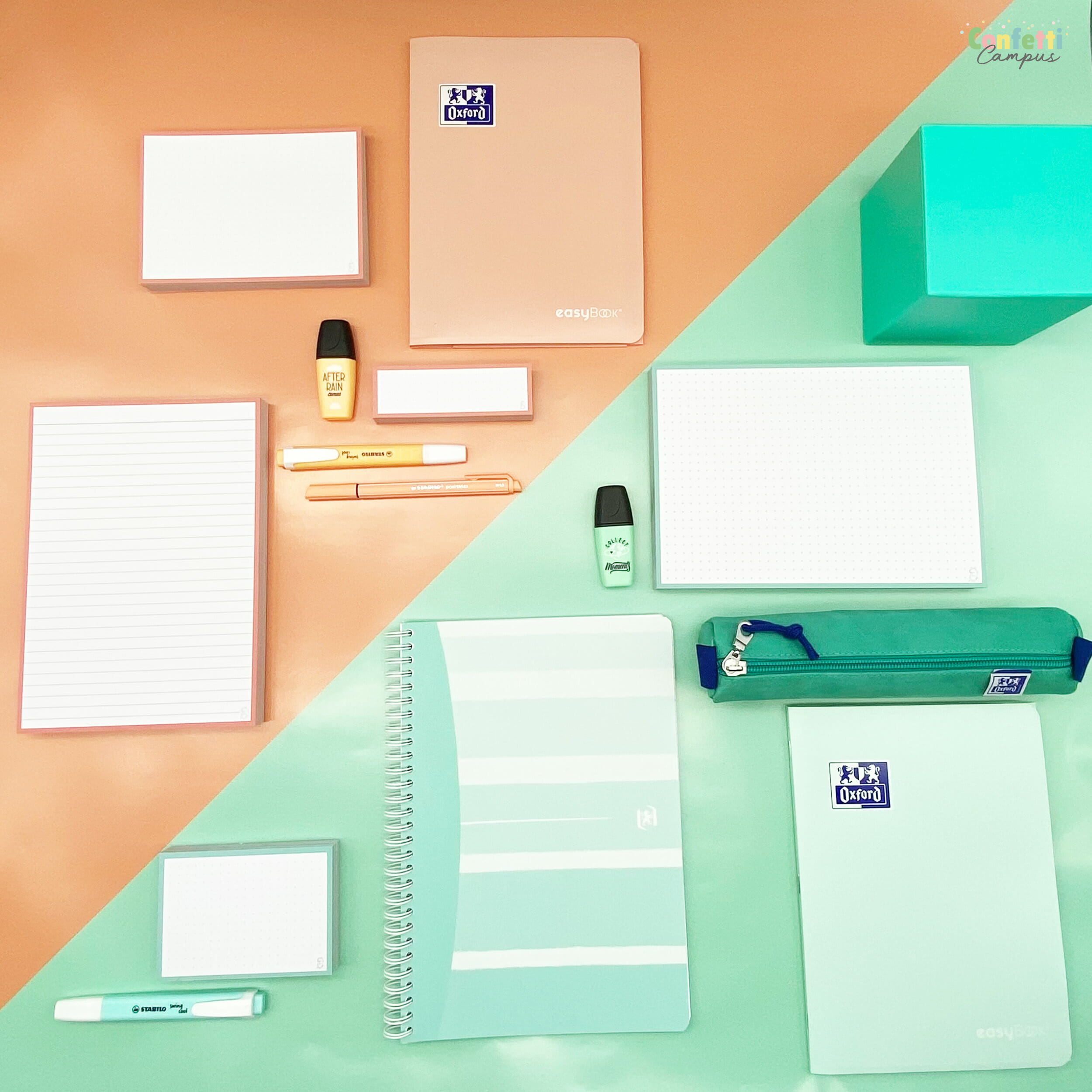 Leitner Flashcards® DUO Karteikarten A7 Mint-Pfirsich