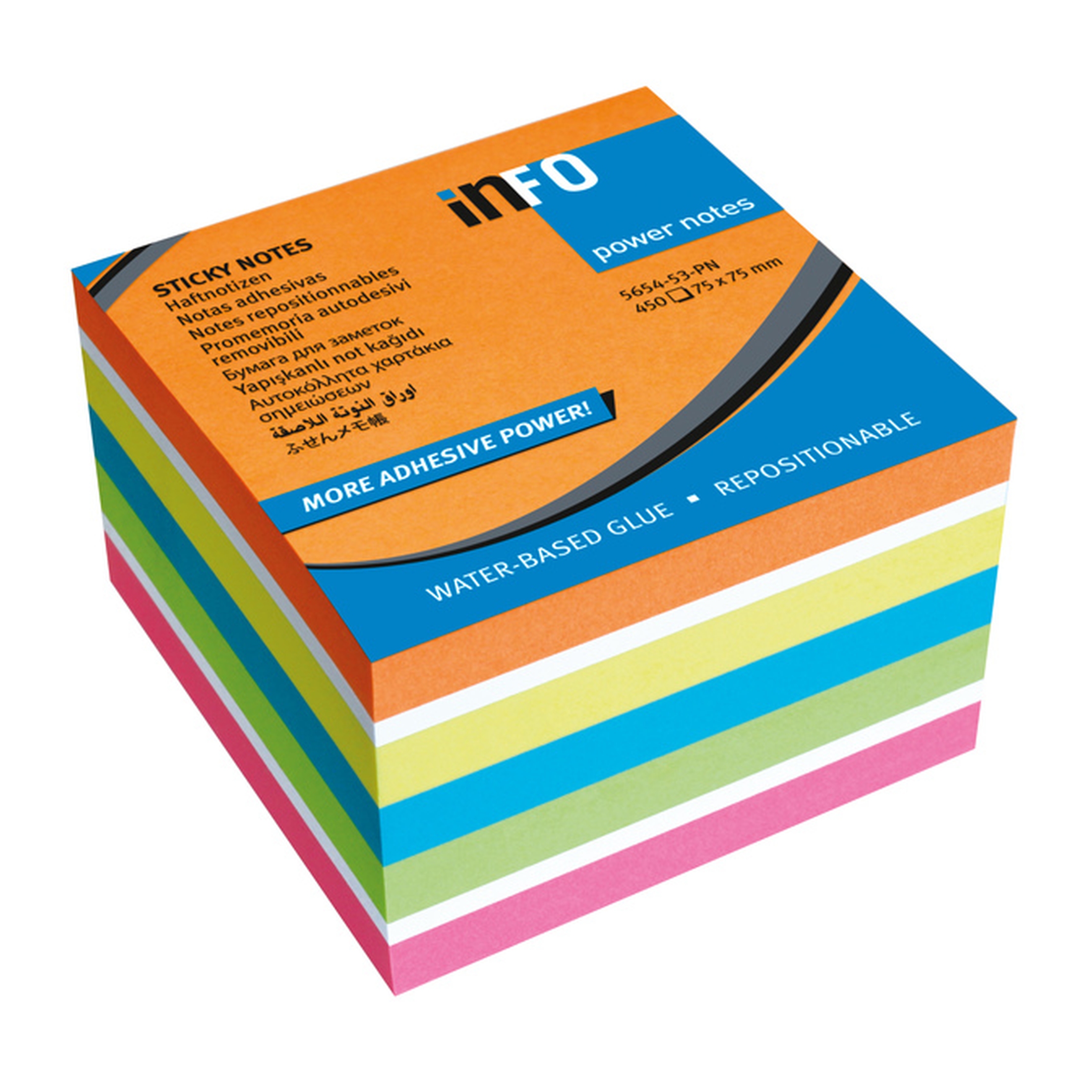 INFO NOTES Haftnotizen 75mmx75mm 450 Blatt