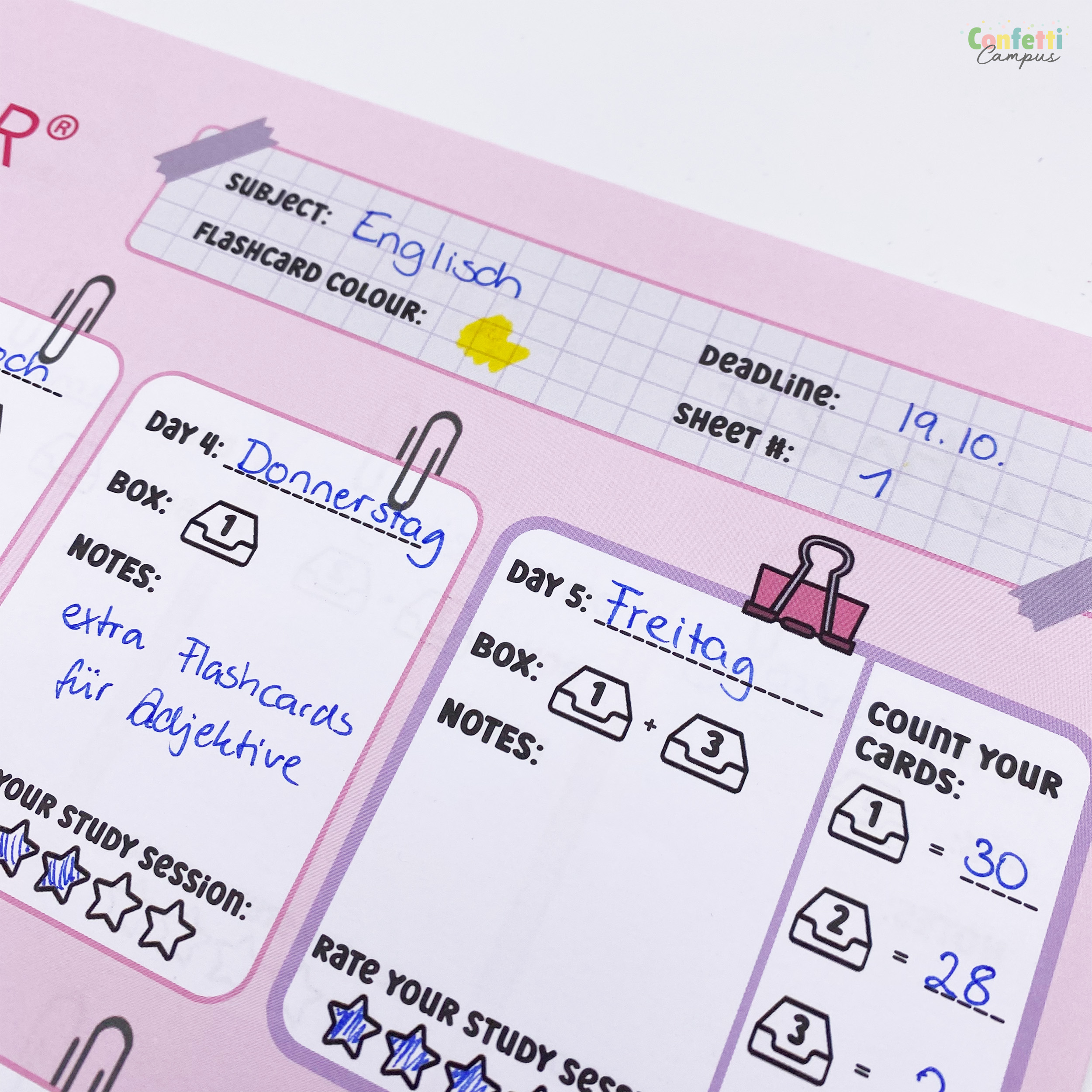 Leitner Flashcards® Leitner System Starterset - Confetti Campus