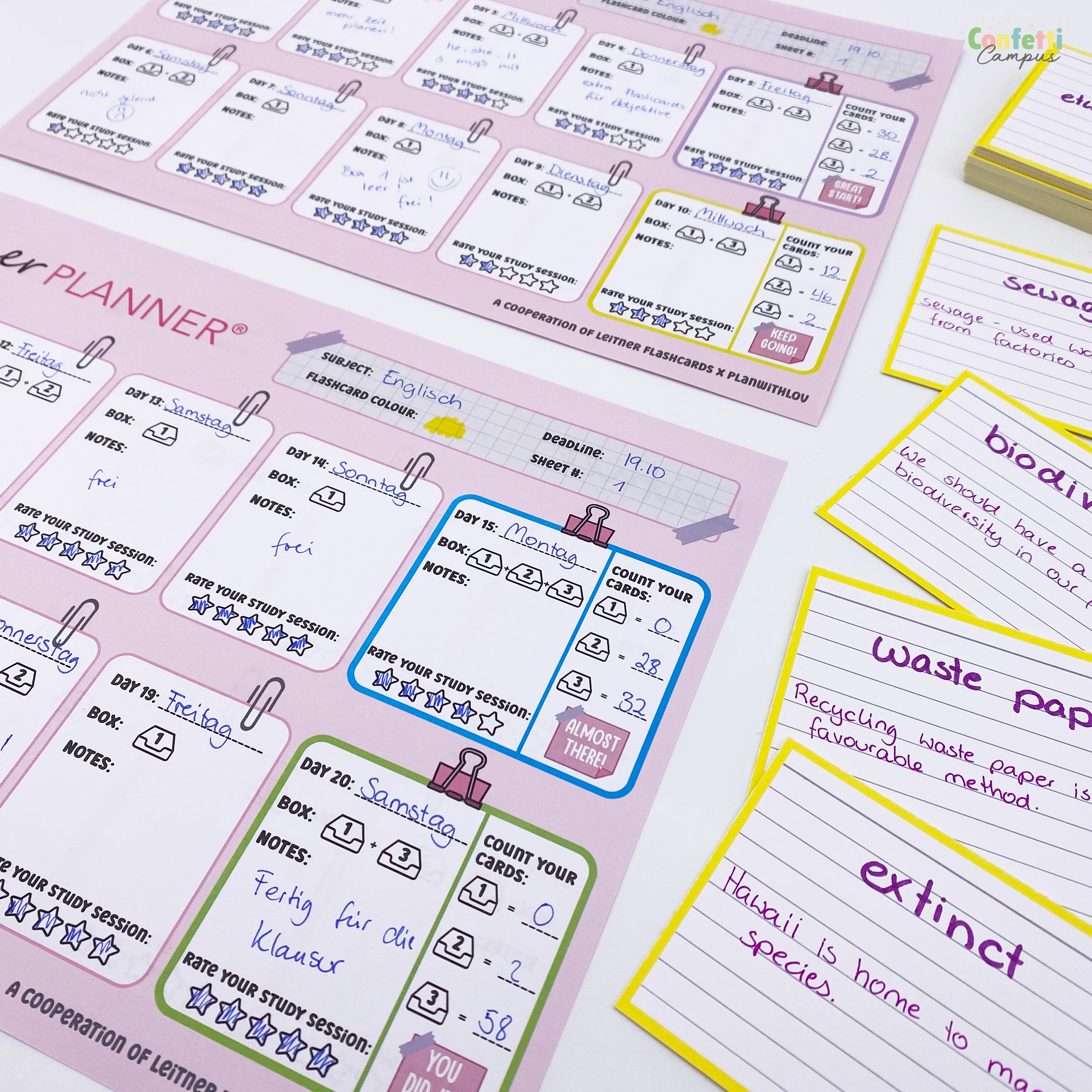 Leitner Planner A4 - Planer zum Lernen nach der Leitner Methode ...