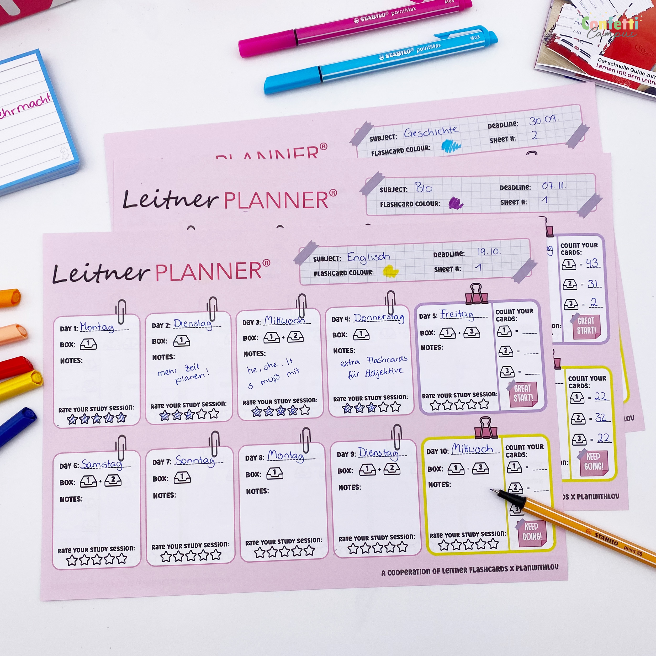 Leitner Planner A4 - Planer zum Lernen nach der Leitner Methode ...