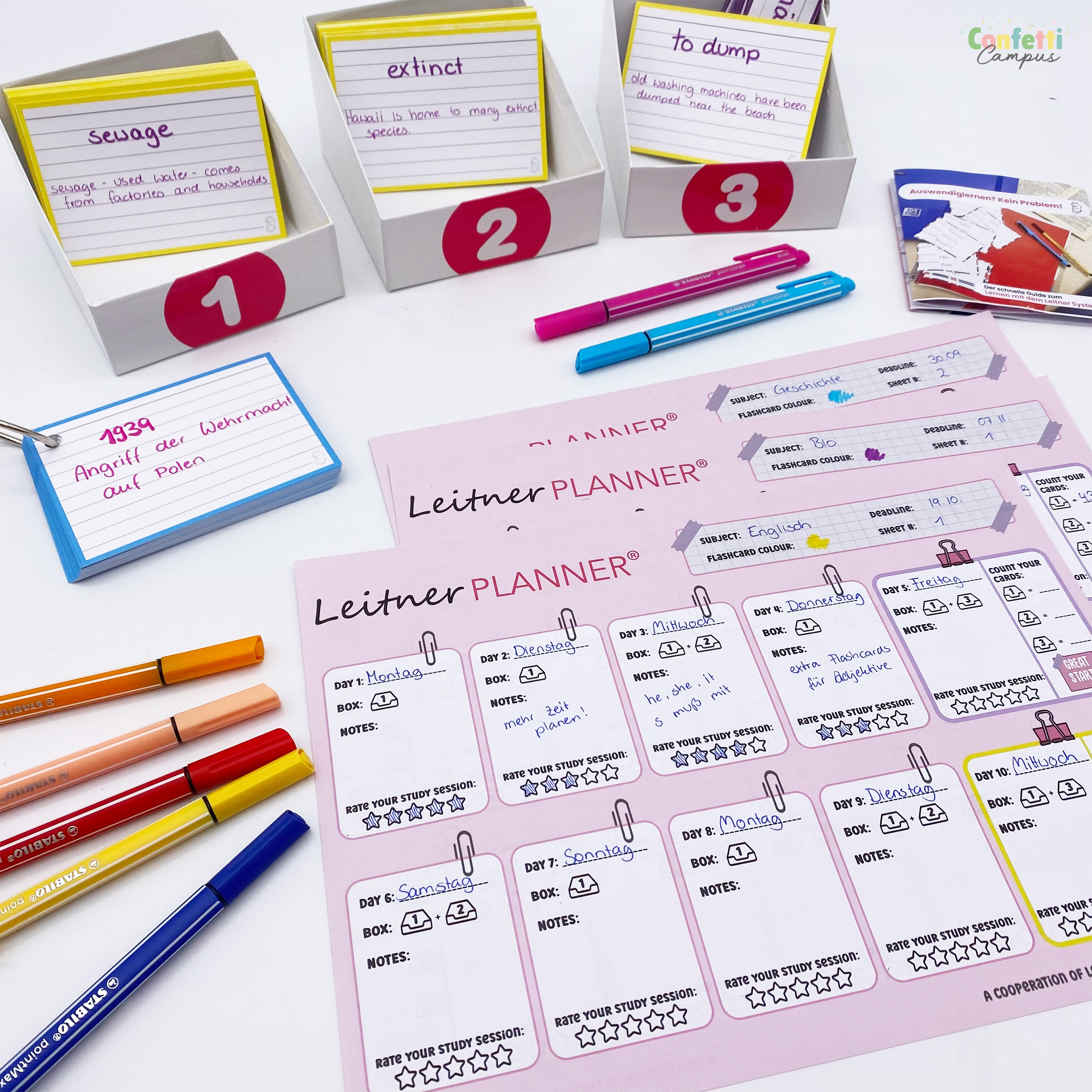 Leitner Planner A4 - Planer zum Lernen nach der Leitner Methode ...