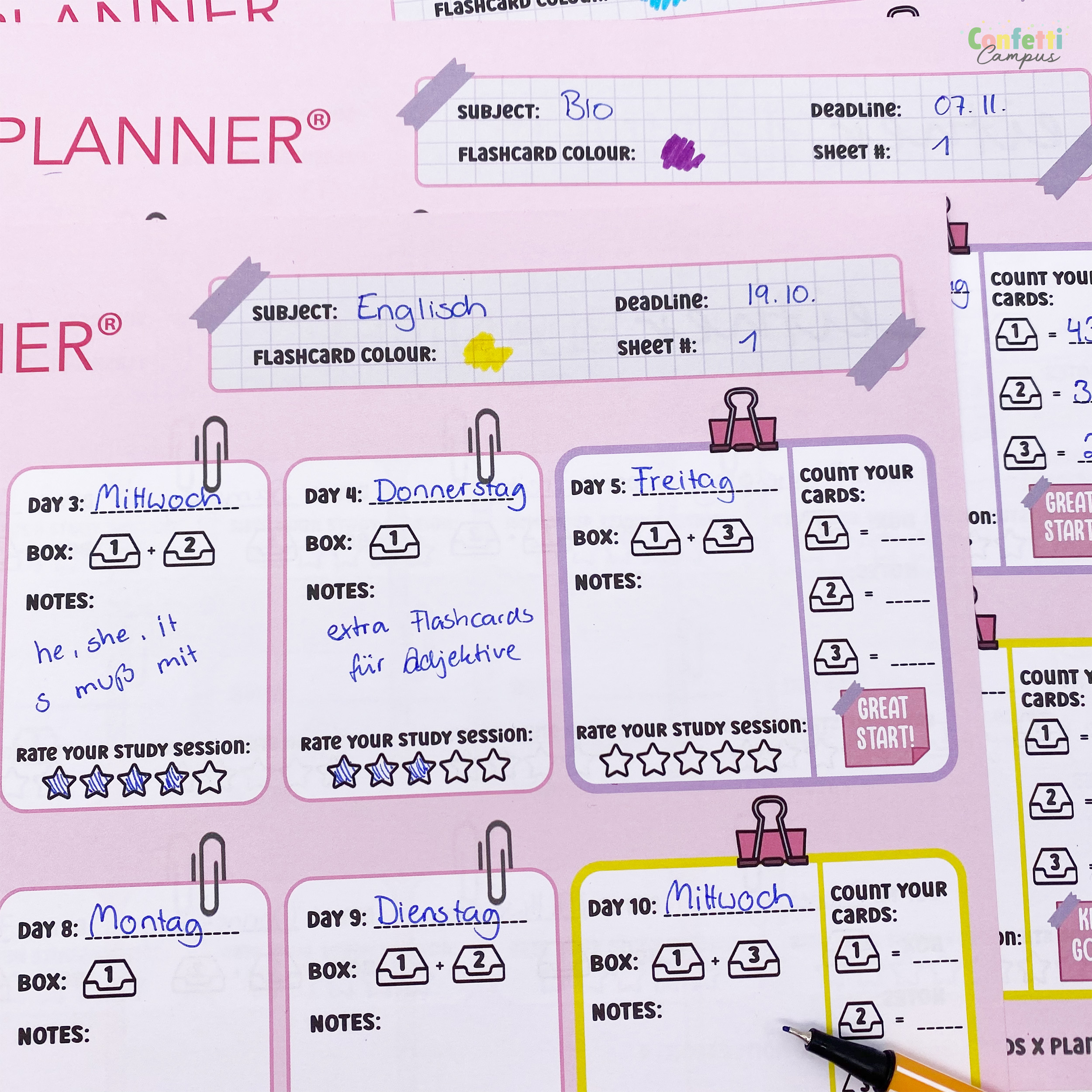 Leitner Planner A4 - Planer zum Lernen nach der Leitner Methode ...