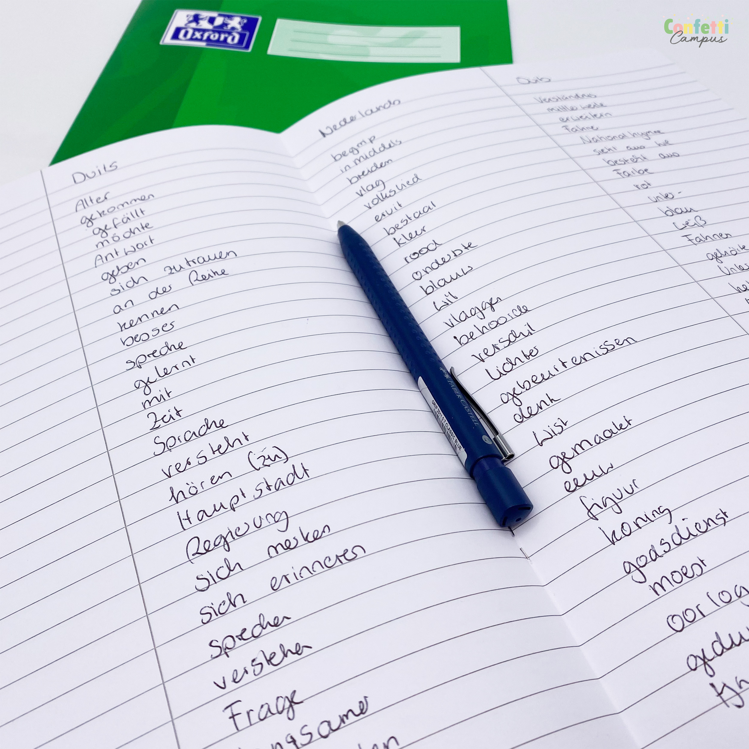 OXFORD Vokabelheft mit 2 Spalten A4 Grün - Confetti Campus