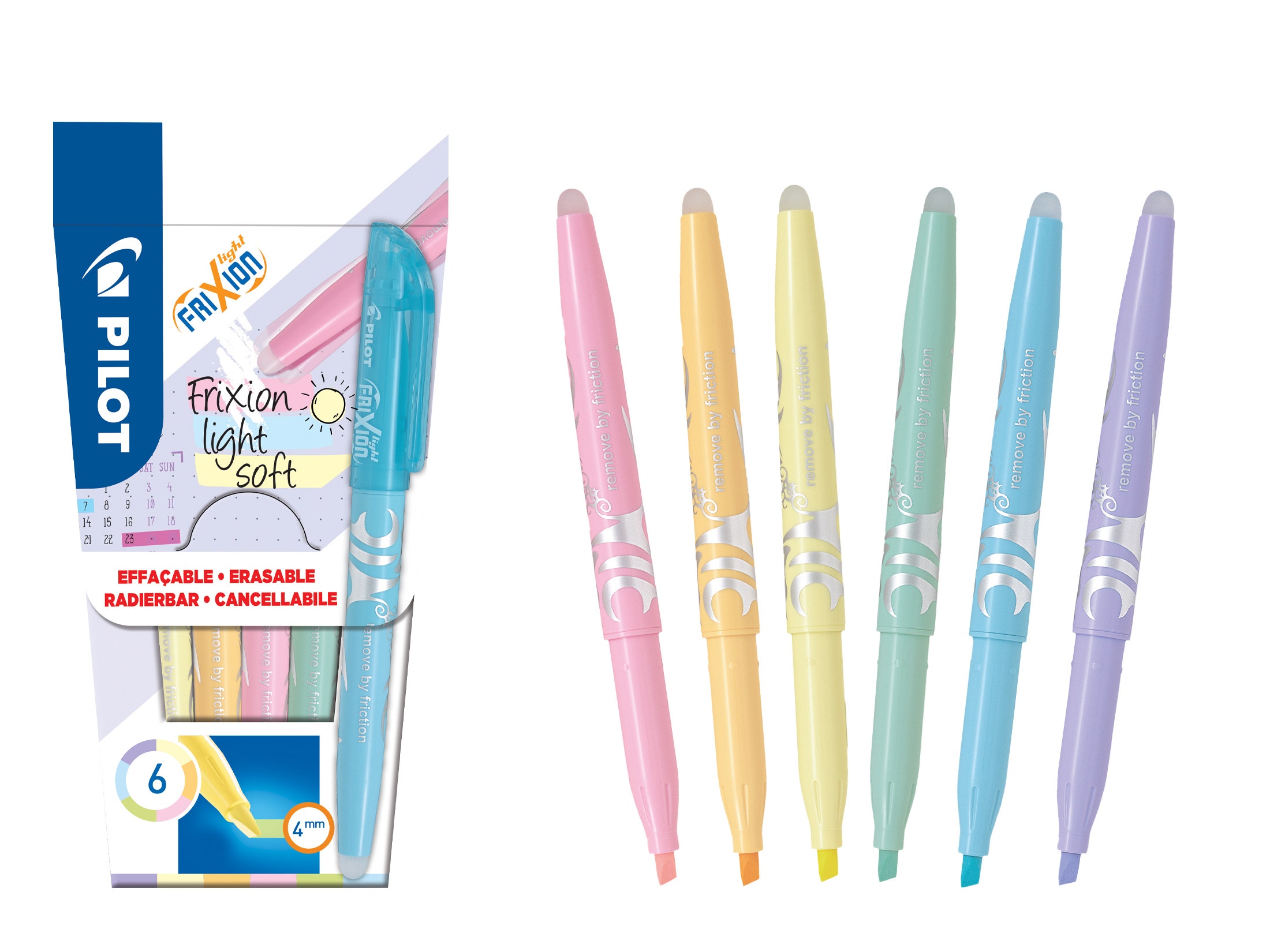 PILOT FriXion radierbarer Textmarker 6er Set Pastell - Confetti Campus