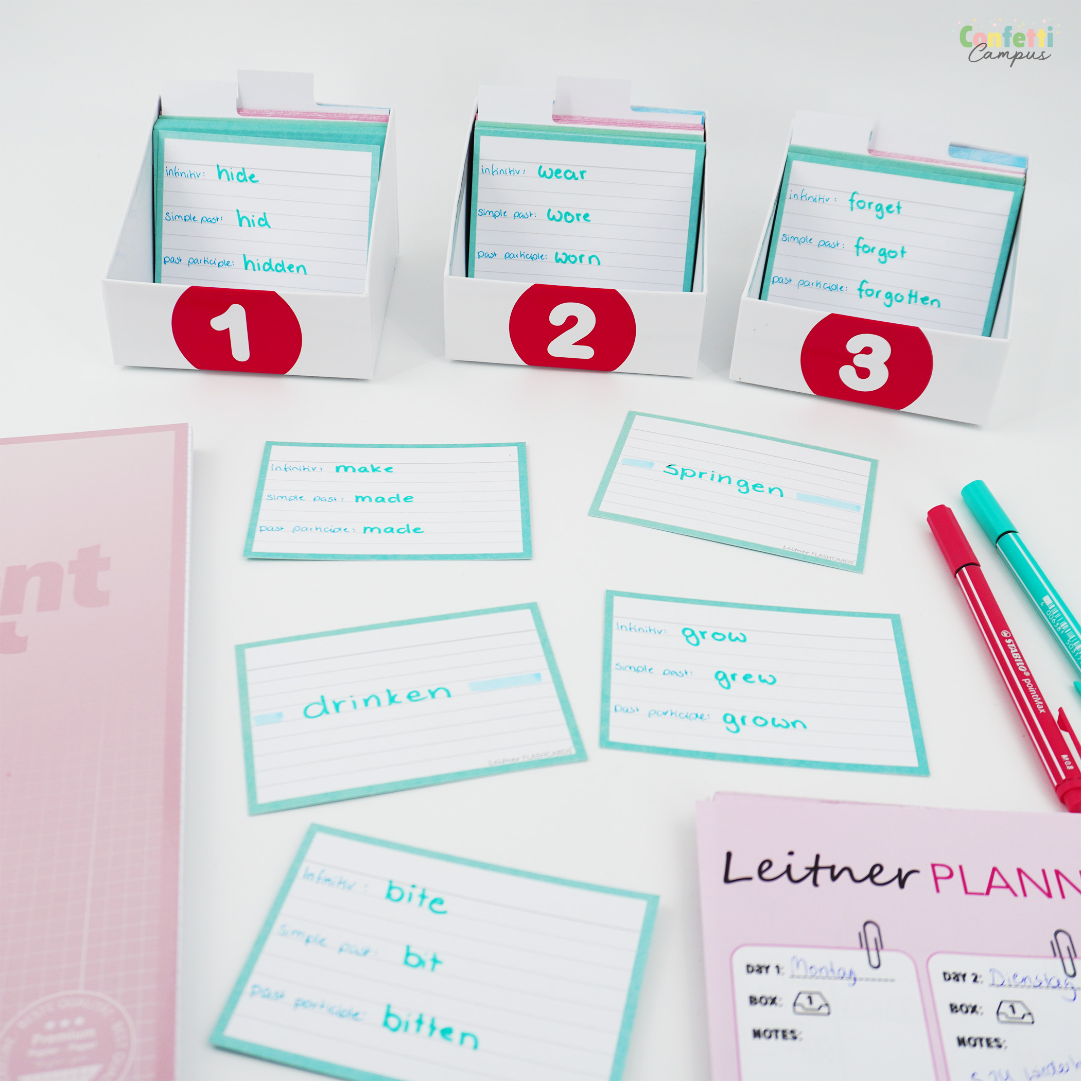 Leitner Flashcards® Leitner System Starterset - Confetti Campus